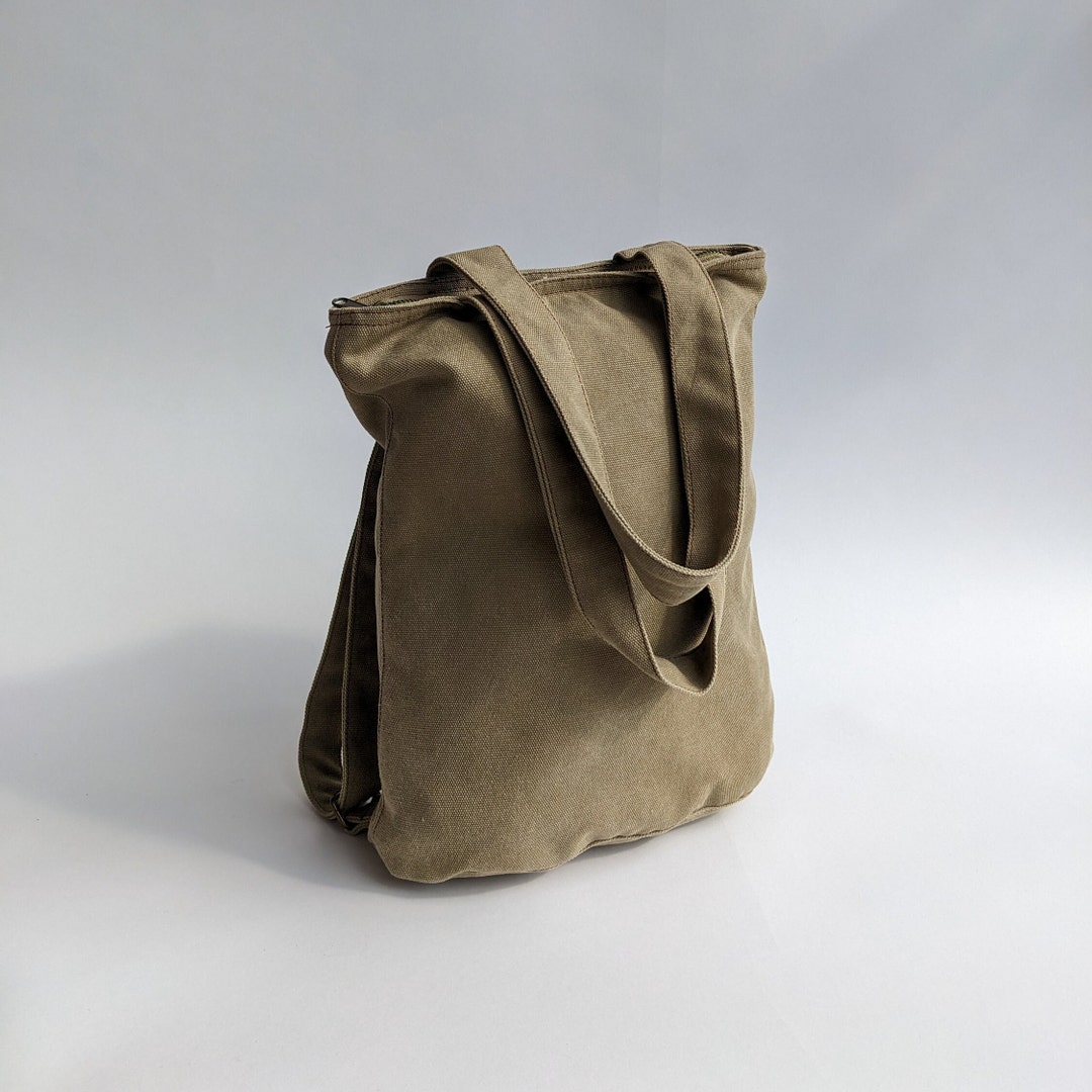 Bright Green Backpack, Small Canvas Rucksack, Everyday Backpacks, Vegan ...