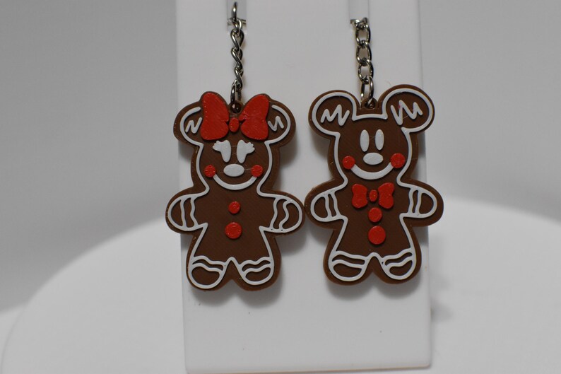 3D Printed Gingerbread Mickey and Minnie Keychains 2 Inches Made to ...