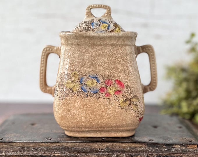 Stained and Crazed Ironstone Sugar Bowl With Floral Motif - Etsy