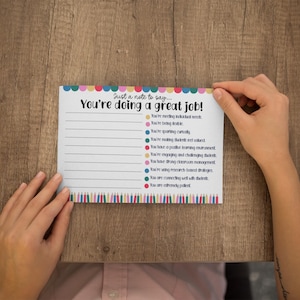 Classroom Observation Note Cards Encouragement and Feedback Made Easy ...