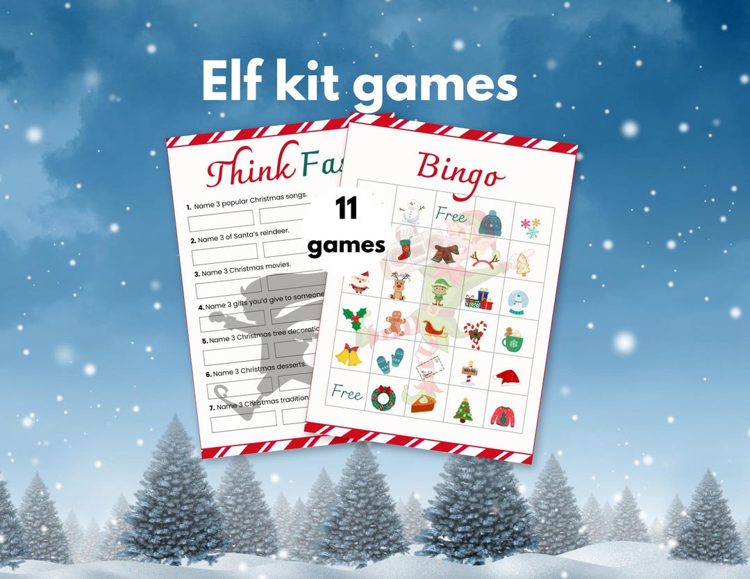 Elf on the Shelf Games Eleven Games Elf Kit Eleven Printable Christmas ...