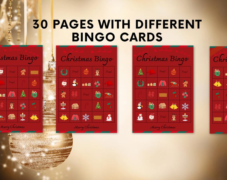 Christmas Bingo Bingo Cards Christmas Game Christmas Party Game ...