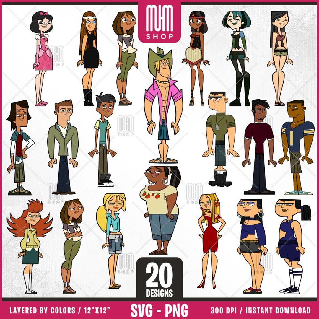 Total Drama Svg Png Set3, 20 Designs Easy to Use, Cartoon Characters ...