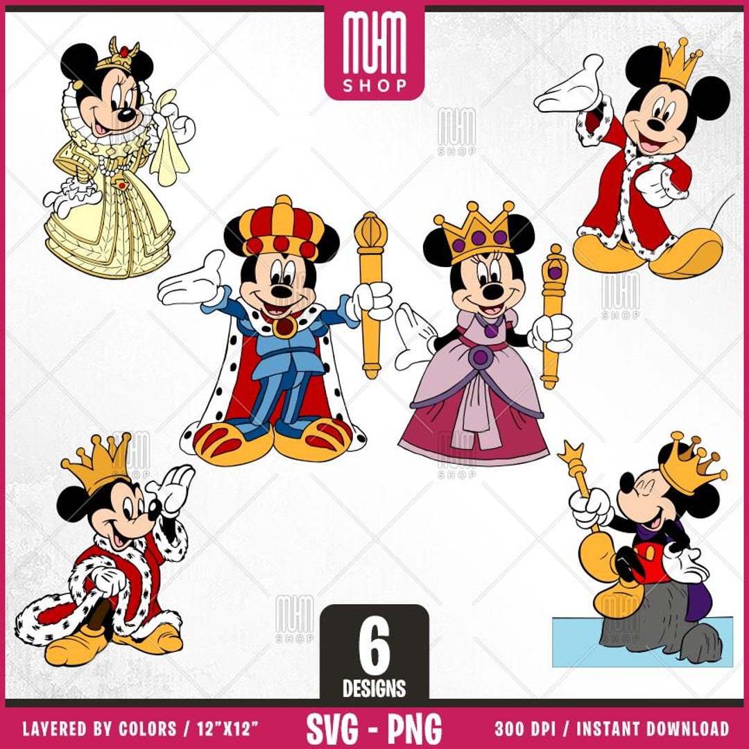 Mouse King & Queen Svg, 6 Designs Easy to Use, Cartoon Characters ...