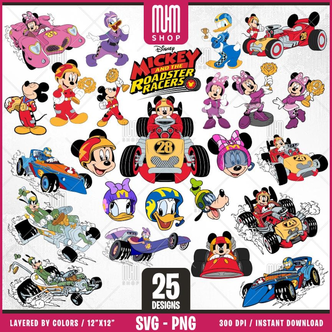 Mouse and Friends Roadster Racers Svg, 25 Designs Easy to Use, Cartoon ...