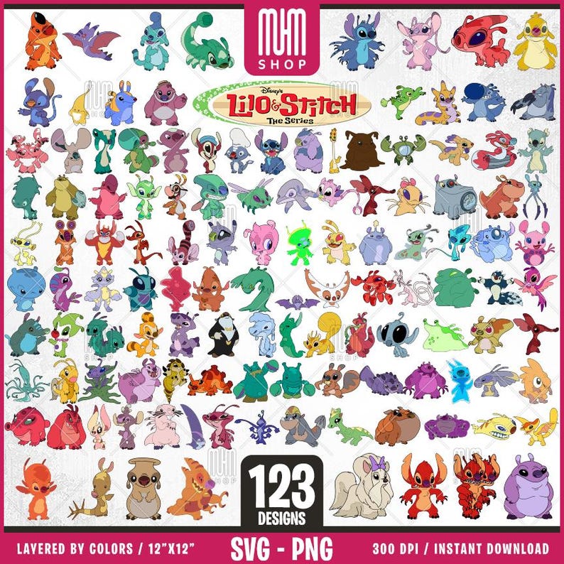 Lilo and Stitch Experiments Svg Png, 123 Designs Easy to Use, Cartoon ...