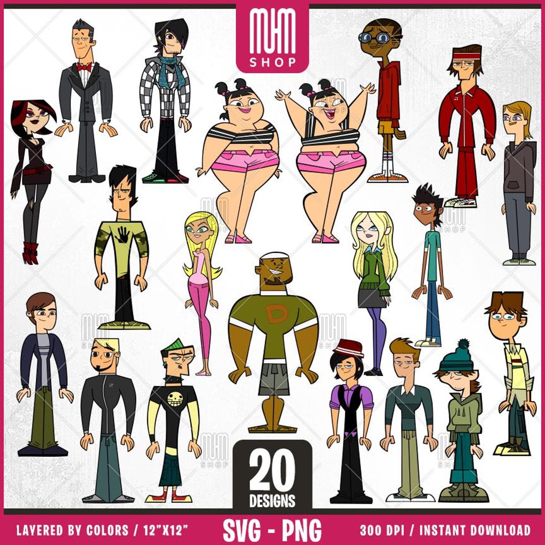Total Drama Cartoon Characters Clipart: SVG PNG Set (digital Download ...