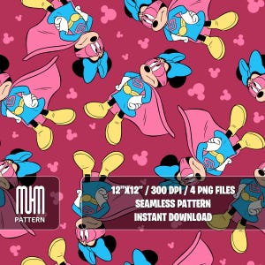 Seamless Pattern PNG, Minnie Mouse Superheroes, Mouse and Friends ...