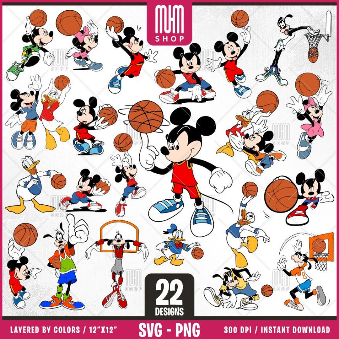 Mouse and Friends Basketball Svg, 22 Designs Easy to Use, Cartoon ...