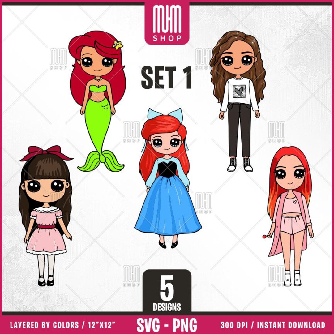 Big Eyes Set1 Svg Png, 5 Designs Easy to Use, Cartoon Characters ...