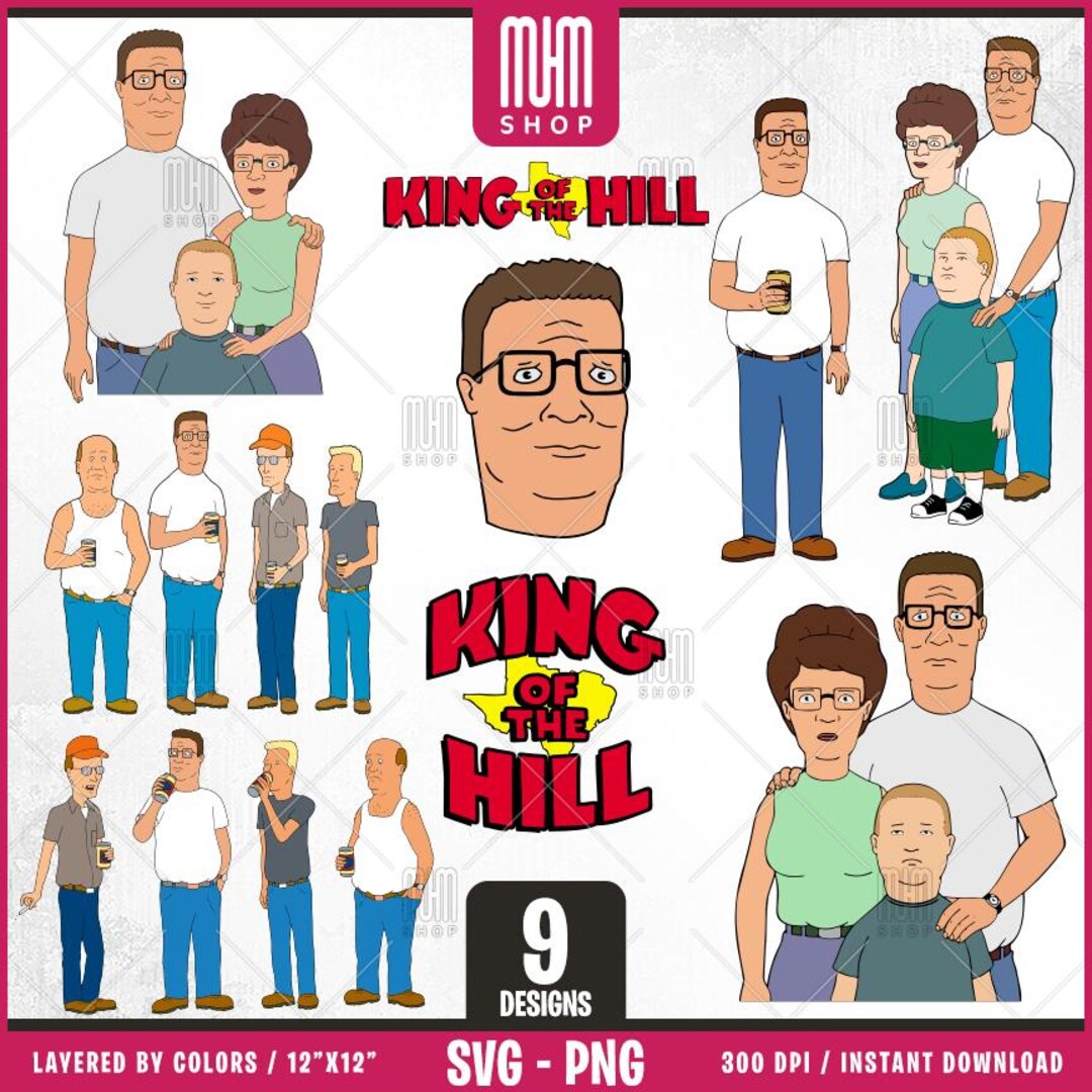 King of the Hill Svg Png, 9 Designs Easy to Use, Cartoon Characters ...