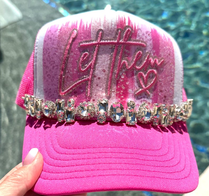 Pink Let Them Trucker Hat. With Bling Hat Chain. - Etsy