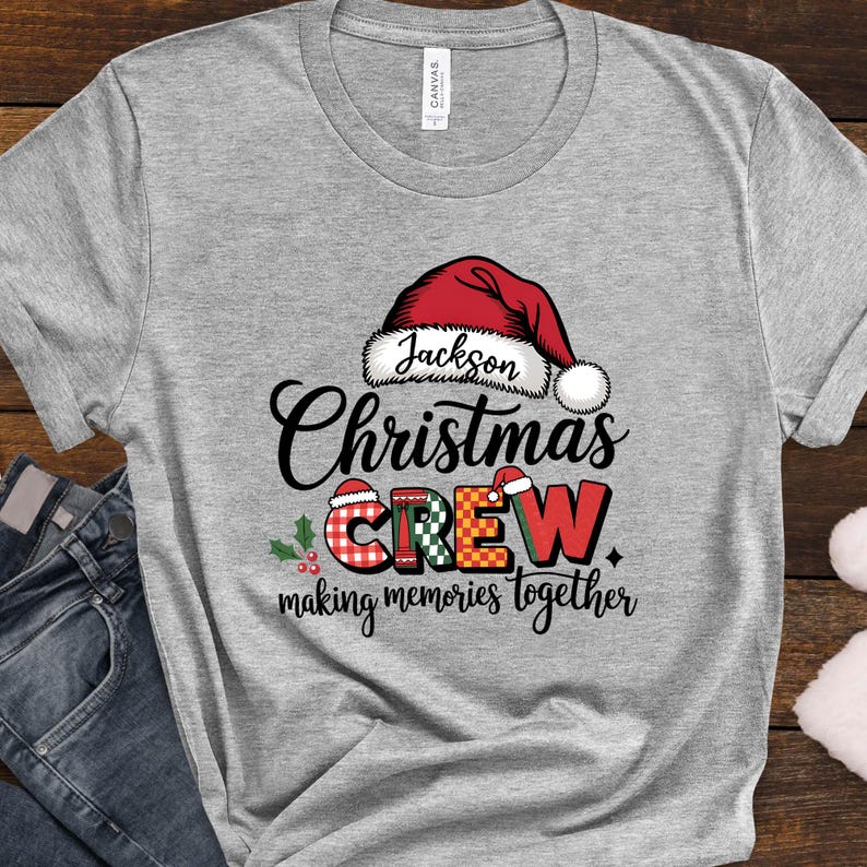 Custom Christmas Crew DTF Transfer, Personalized Family Holiday Shirt ...
