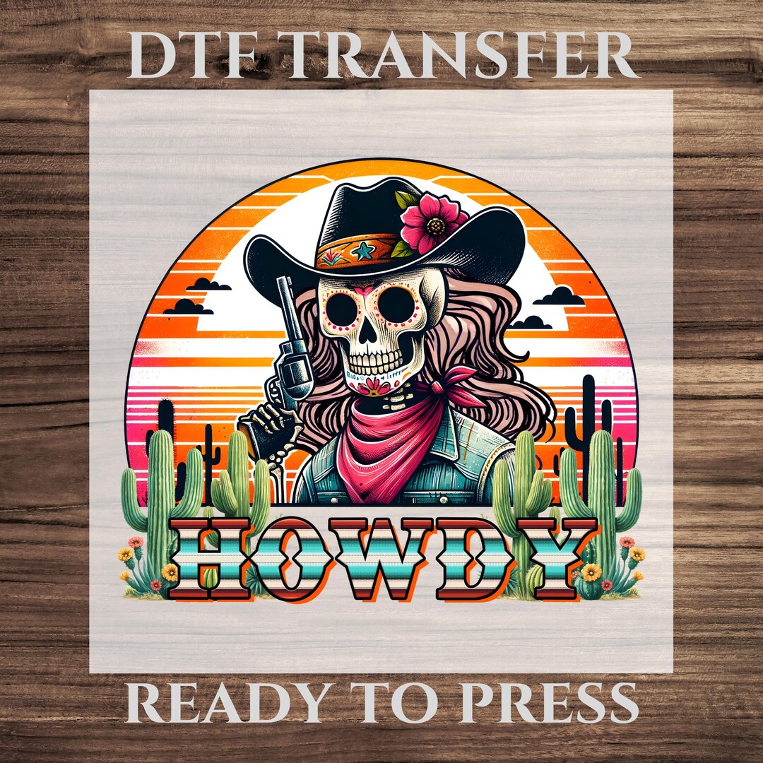 Western Cowgirl Howdy DTF Transfer, Cowboy Boots and Hat Decal, Perfect for Cowgirl Lovers Iron ...