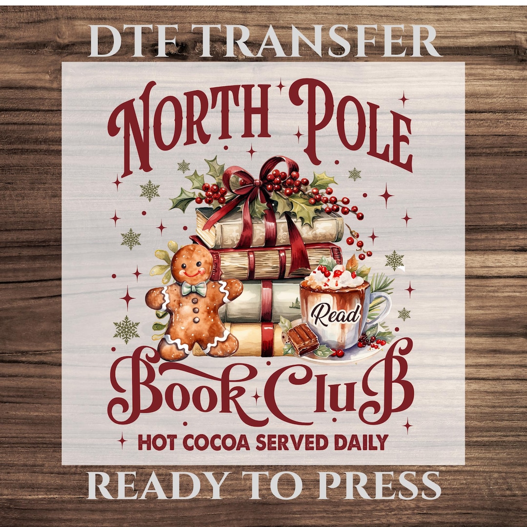 North Pole Book Club Christmas DTF Transfer: Cozy Reading Design - Etsy