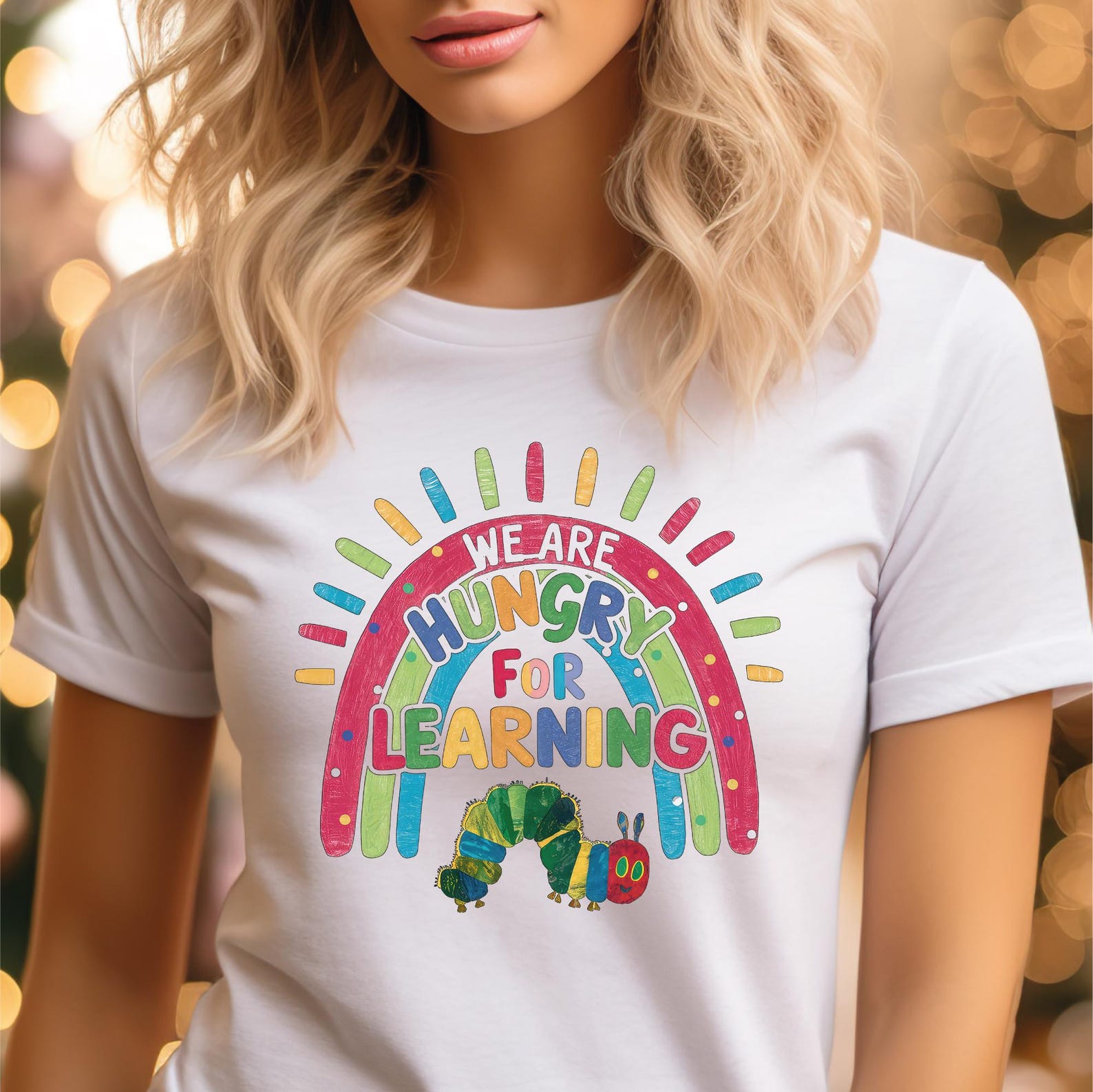 Teacher Caterpillar DTF Transfer, Hungry for Learning Ready to Press ...