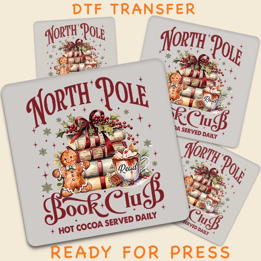 North Pole Book Club Christmas DTF Transfer: Cozy Reading Design - Etsy