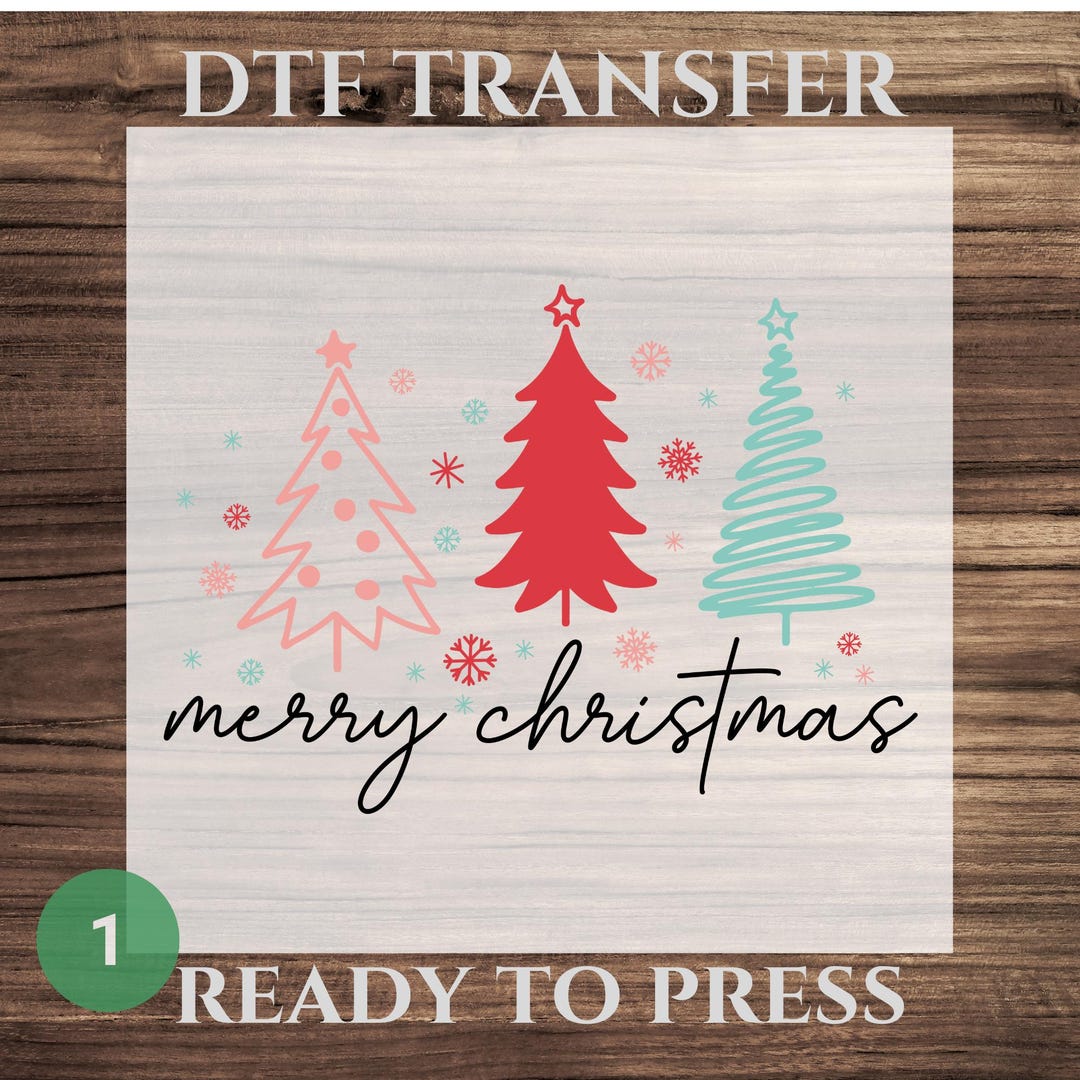 Merry Christmas Trees DTF Transfer, Merry Christmas Design Iron on ...