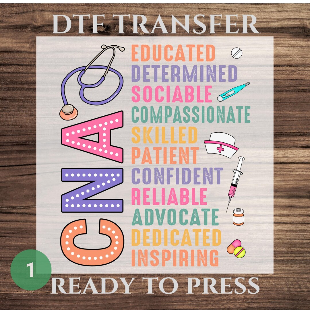 Nurse Tee Design DTF Transfer, Certified Nursing Assistant ...