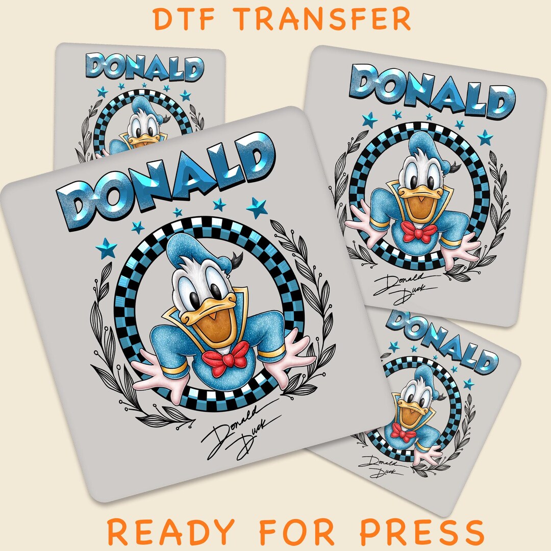 Disney Donald Head DTF Transfer, Classic Disney Character Heat Press ...