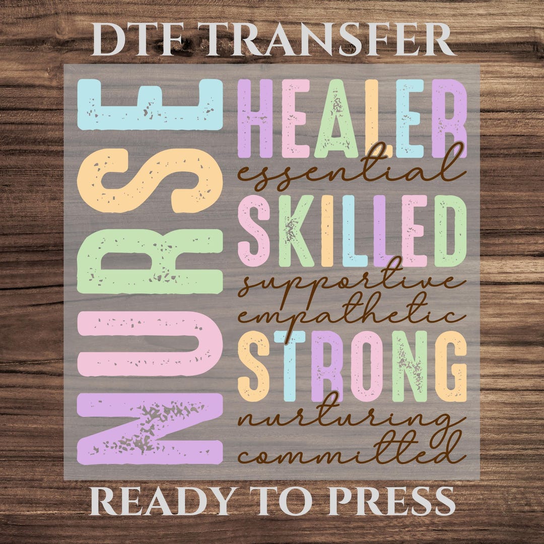 Retro Nurse Words Ready to Press, Nurse Healer Skilled Strong DTF ...