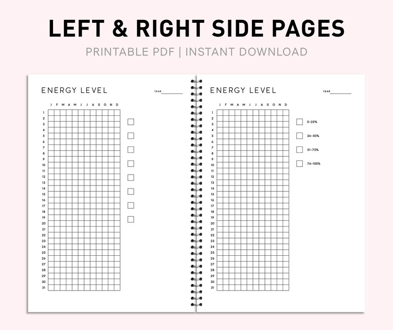 Daily Energy Level Tracker Printable, Digital Health Journal (A4, A5 ...