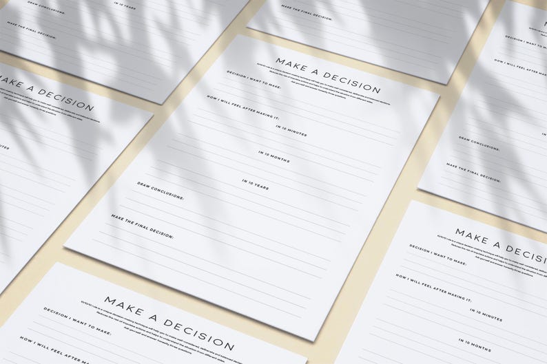 Decision Making Planner Printable, Anxiety Journal, Pros and Cons List ...