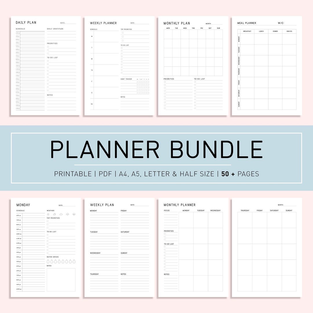 Life Planner Printable, Digital Minimalist Planner Bundle, Life Binder ...