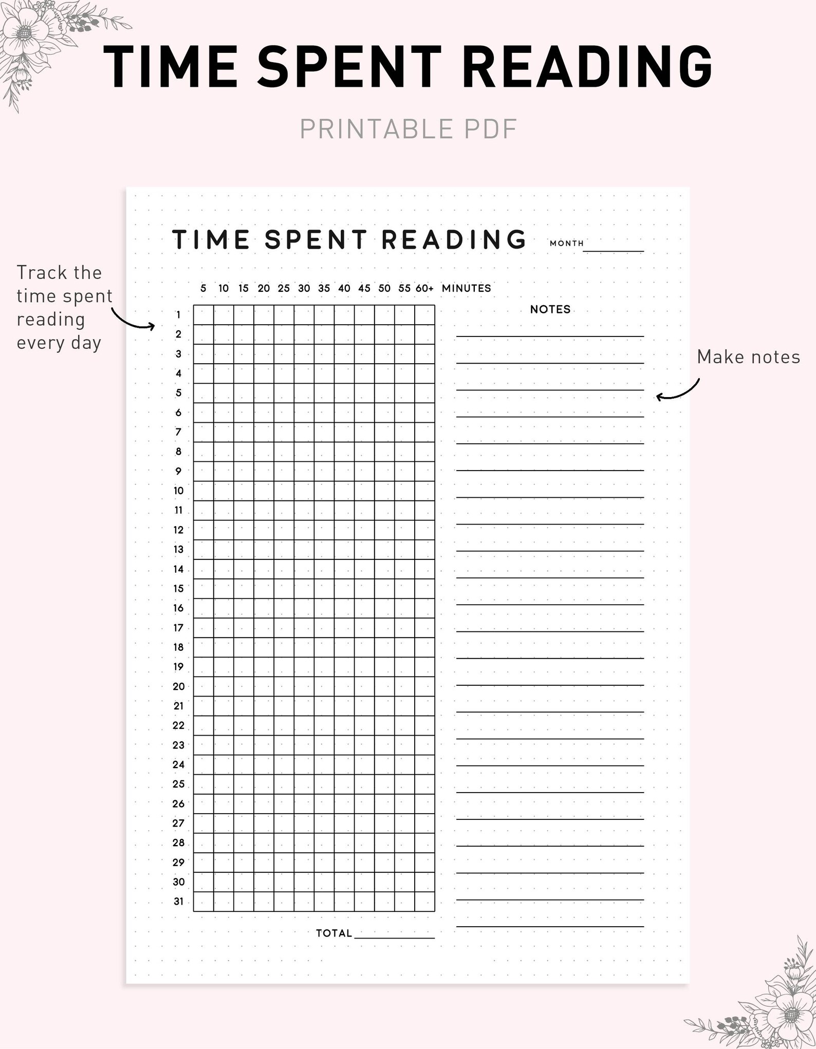 Reading Tracker Printable, Reading Log, Daily Chart (A4, A5, Letter ...