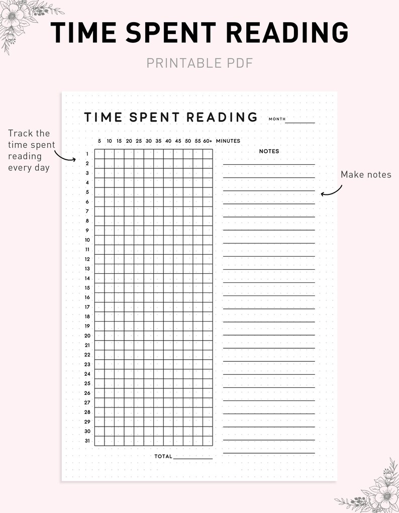 Reading Tracker Printable, Reading Log, Daily Chart (A4, A5, Letter ...