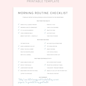 Daily Routine Checklist Printable, Morning Routine Chart, Digital Daily ...