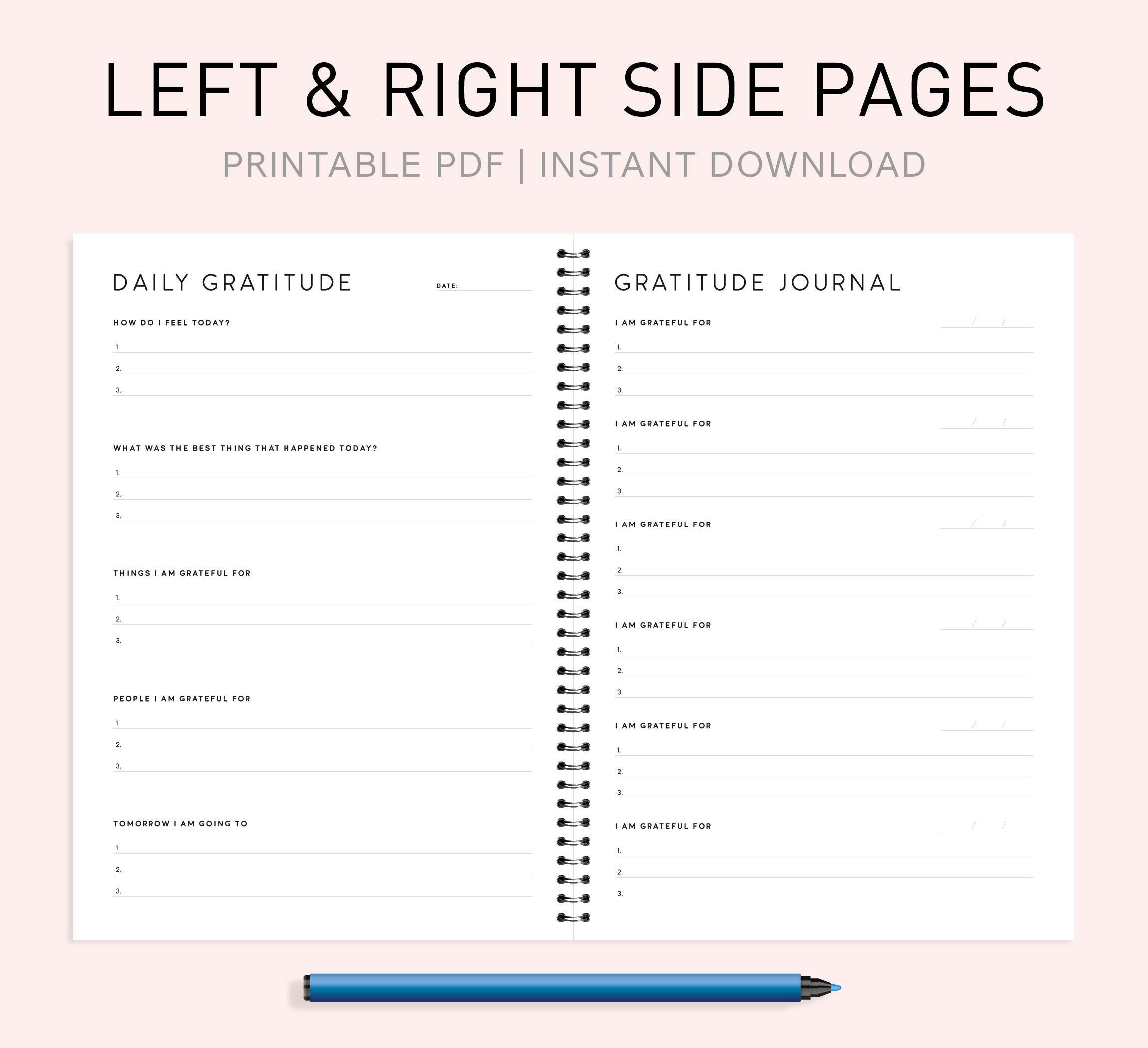 Weekly Gratitude Journal Printable: Minimalist Mindfulness Planner (A5 ...