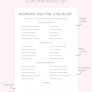 Daily Routine Checklist Printable, Morning Routine Chart, Digital Daily ...