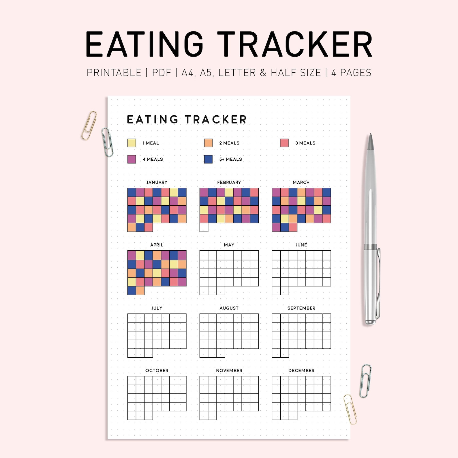 Meal Tracker Printable Journal Page, Digital Food Journal, Food Log ...