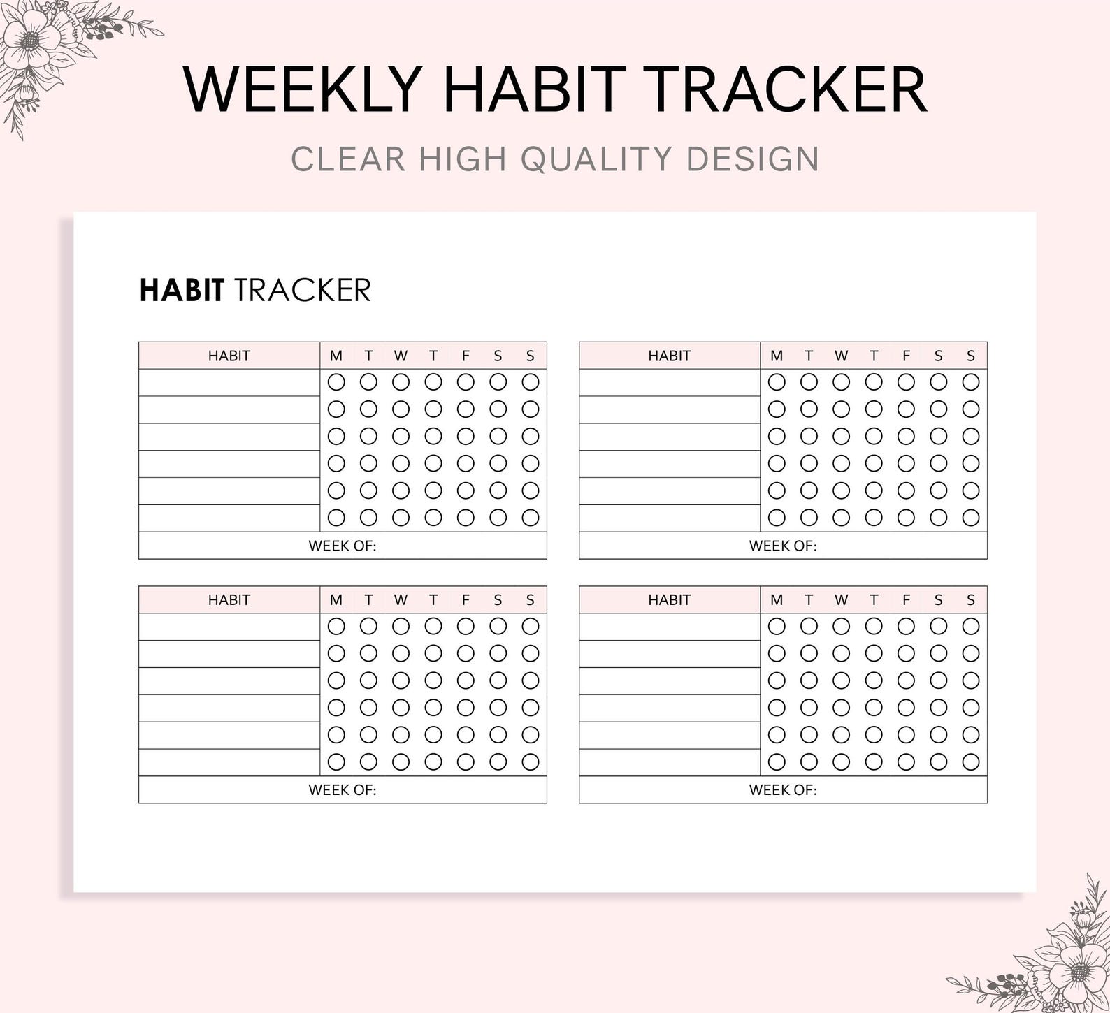 Habit Tracker Templates Printable, Monthly Habit Planner, Daily Habits ...