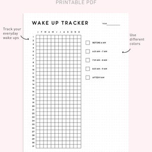 Wake up Tracker Printable Journal Page, Monthly Wake up Log, Get up ...