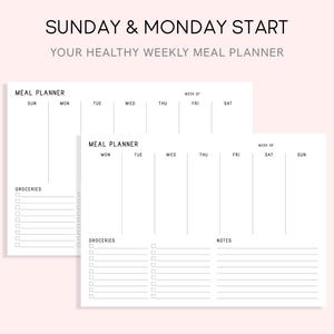 Weekly Meal Planner Printable, Digital Menu Planner, Family Meal ...