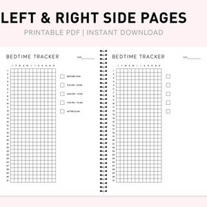 Bedtime Tracker Printable Journal , Monthly Sleep Log, Sleep Quality ...