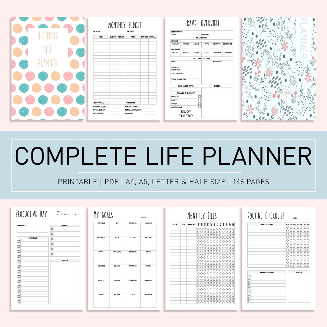Printable Planners Collection, Life Planner Printable, Digital Planners ...