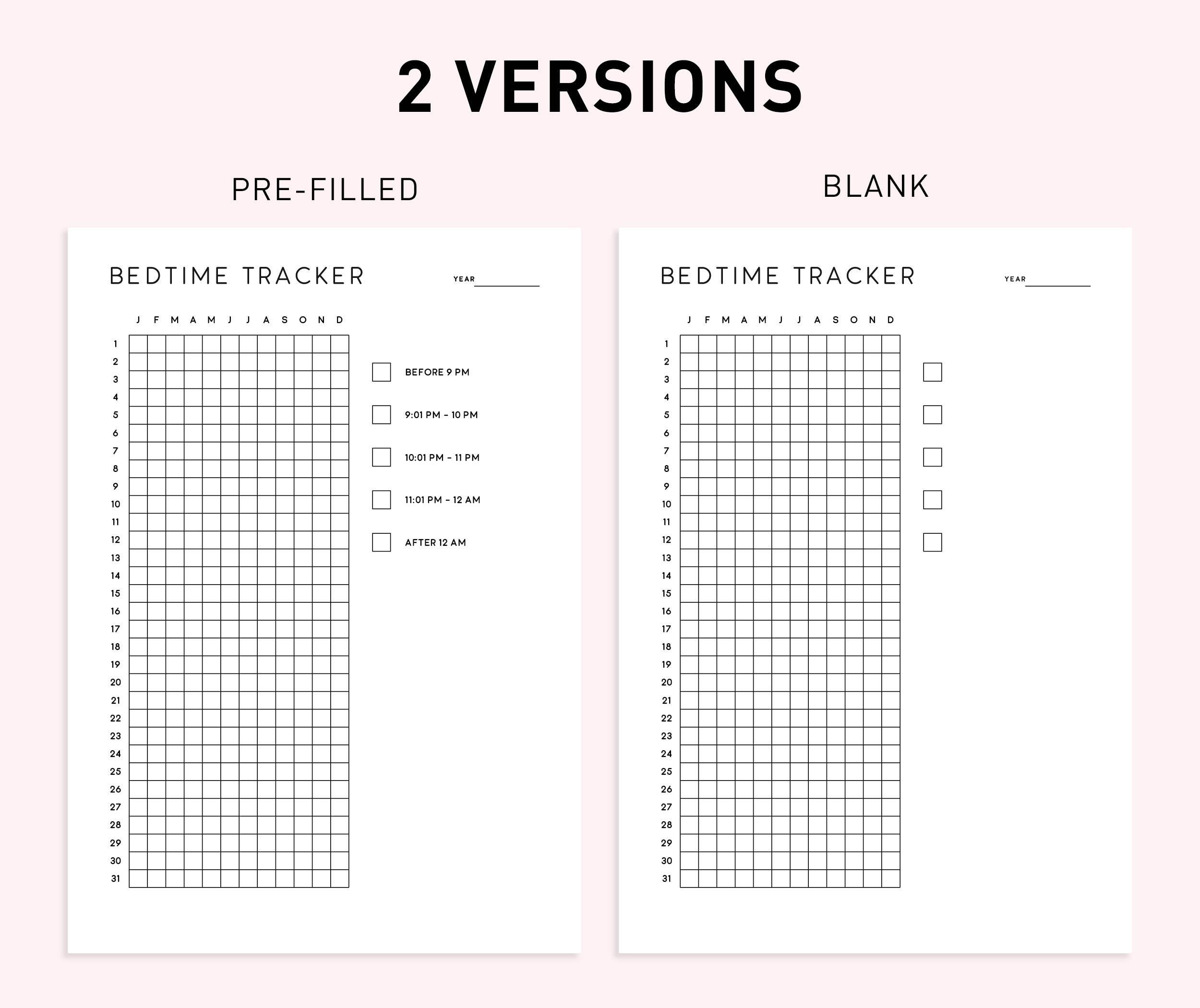 Bedtime Tracker Printable Journal , Monthly Sleep Log, Sleep Quality ...