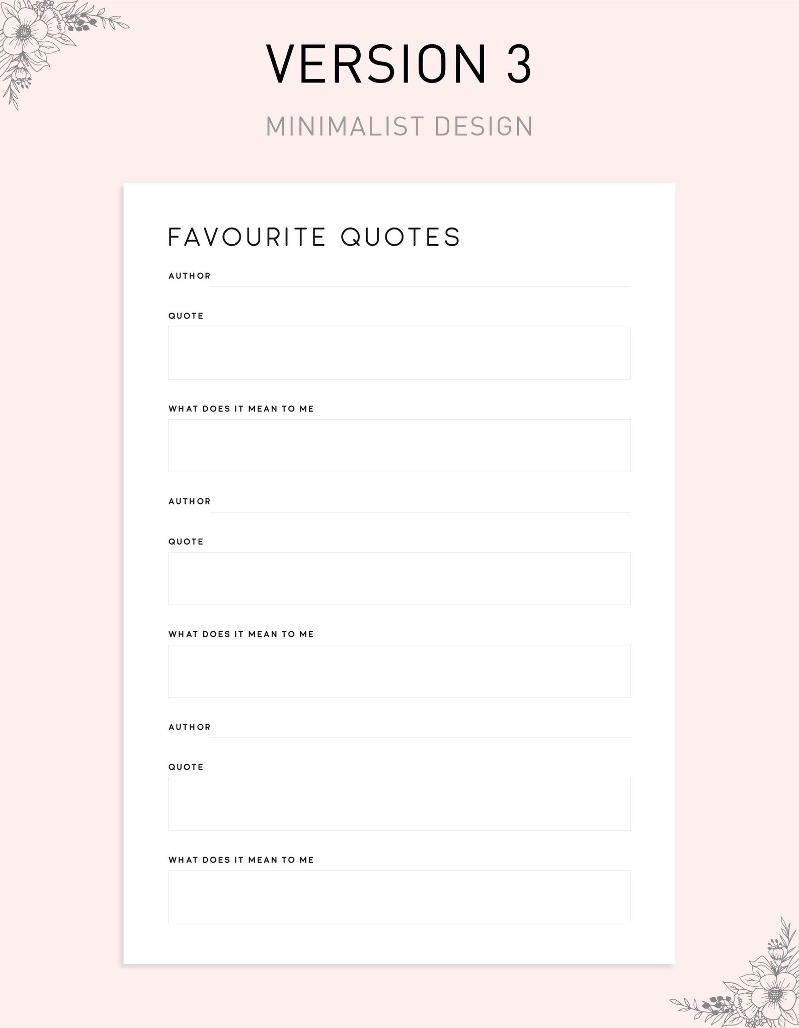 Favorite Quote Tracker Printable, Digital Quote Journal, Inspirational ...