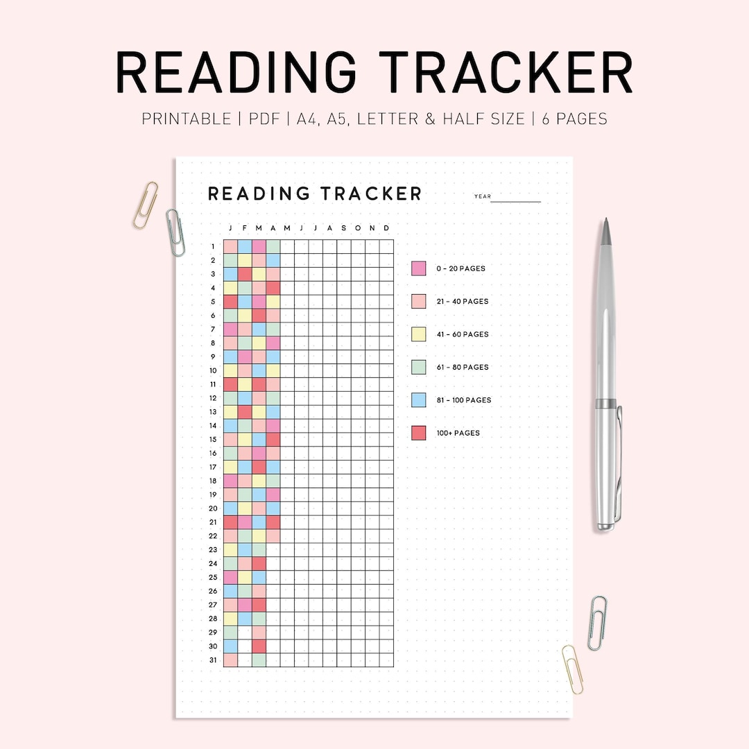 Reading Tracker Printable Journal Page, Digital Reading Planner ...