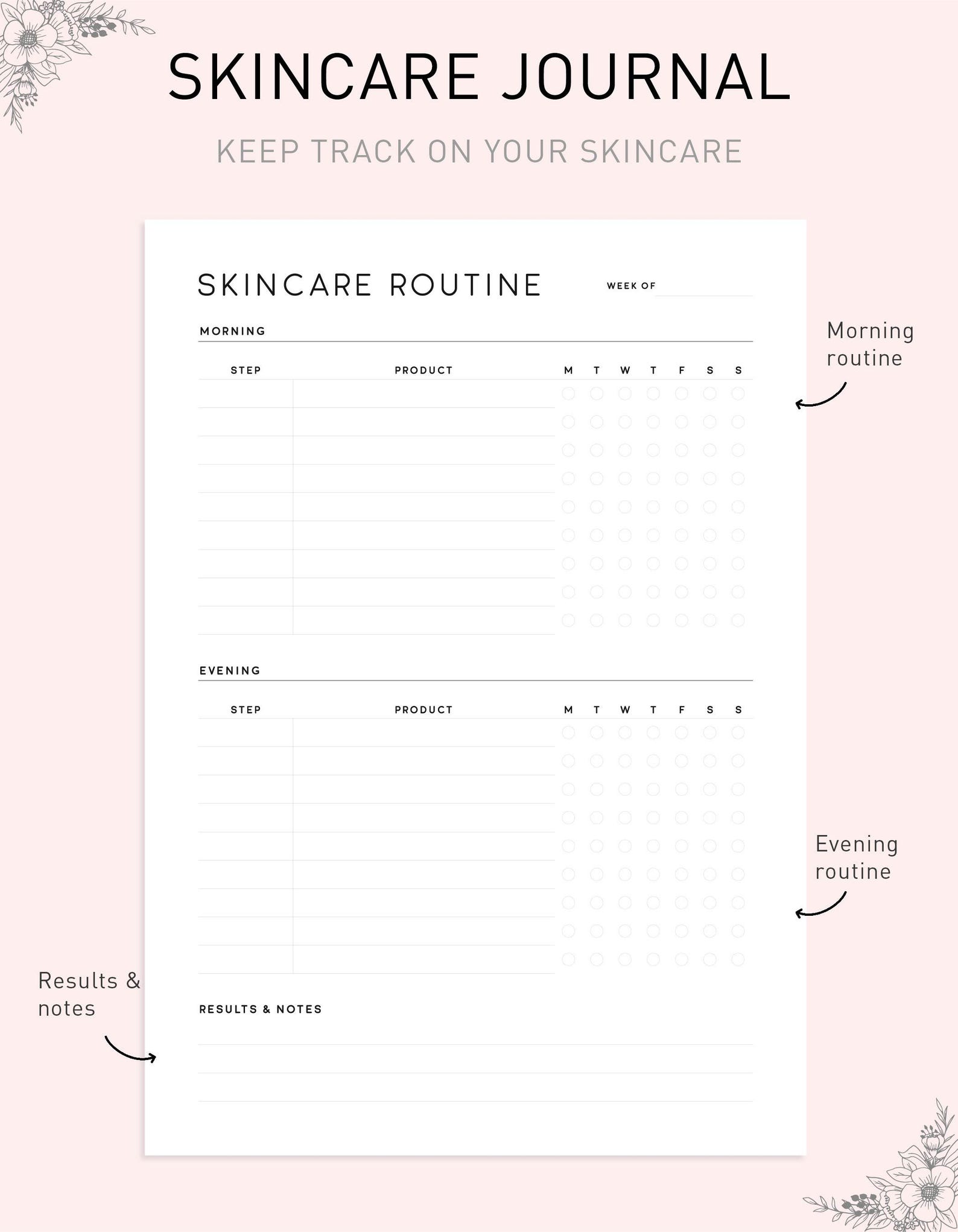 Skincare Routine Planner Printable: Daily Beauty Tracker (digital ...