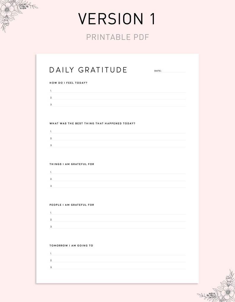 Weekly Gratitude Journal Printable: Minimalist Mindfulness Planner (A5 ...