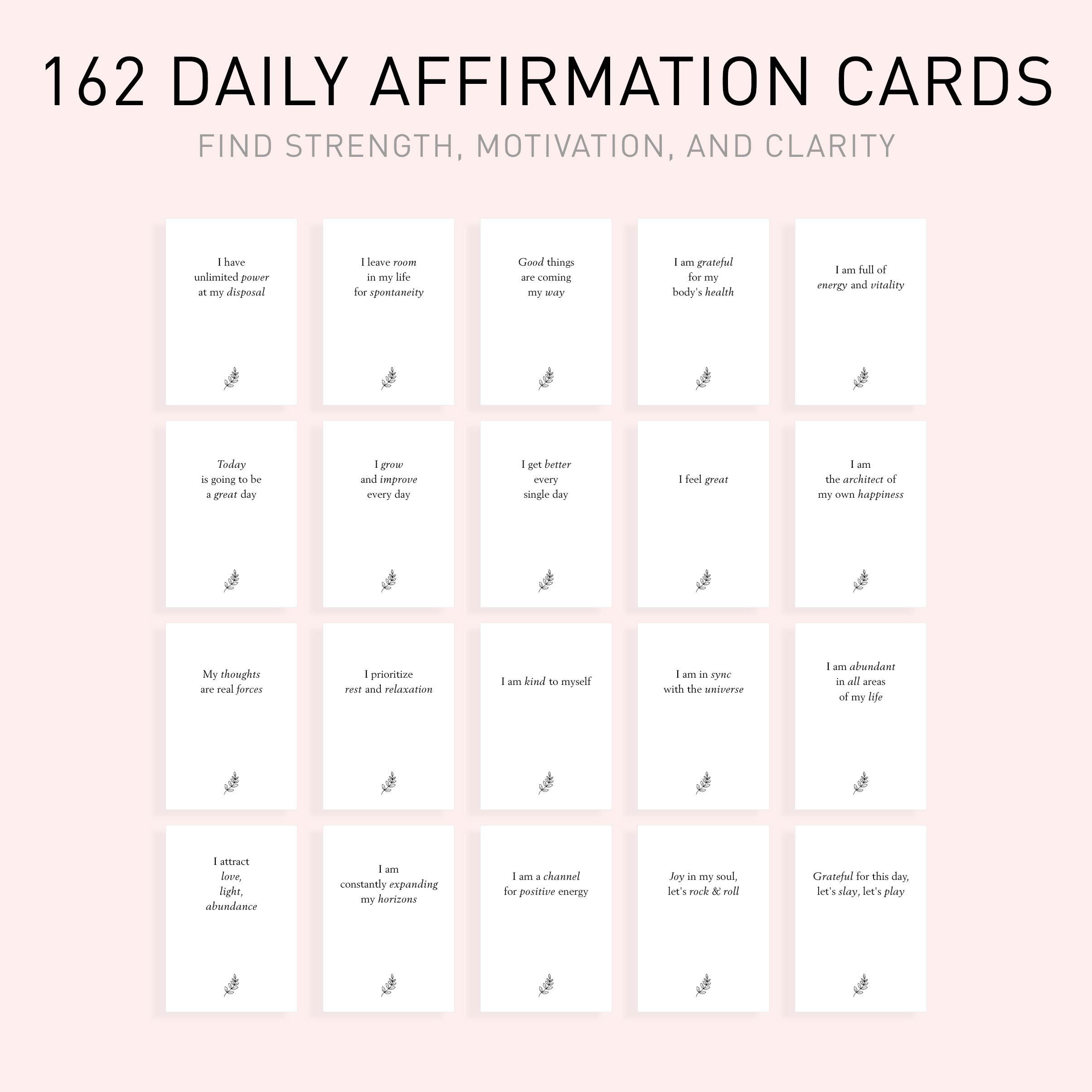 Printable Affirmation Cards: Self-love & Motivation Flashcards (PDF ...