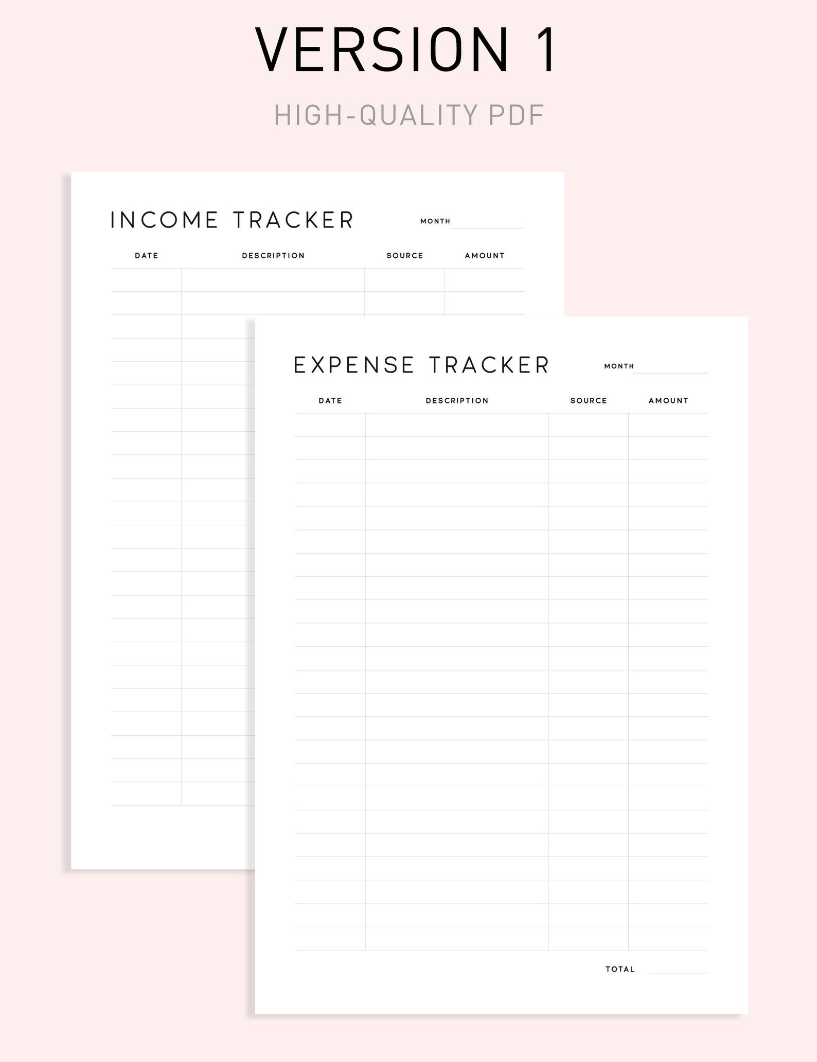 Income Expense Tracker Printable, Money Tracker Template, Monthly ...