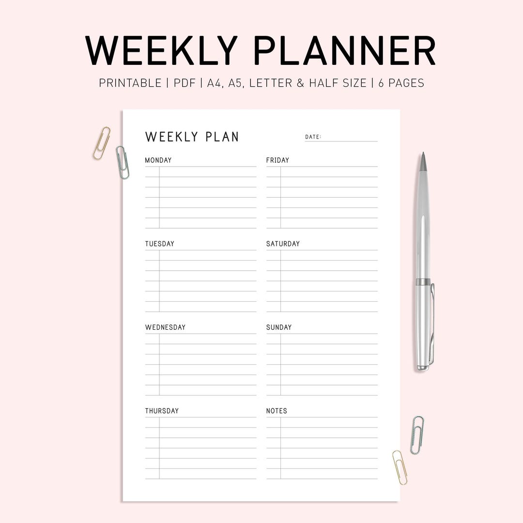 Weekly Planner Digital, Daily to Do List, Weekly Planner Printable ...