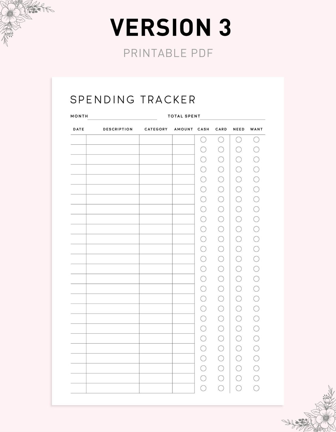 Daily Spending Tracker Printable, Digital Expense Tracker, Budget ...