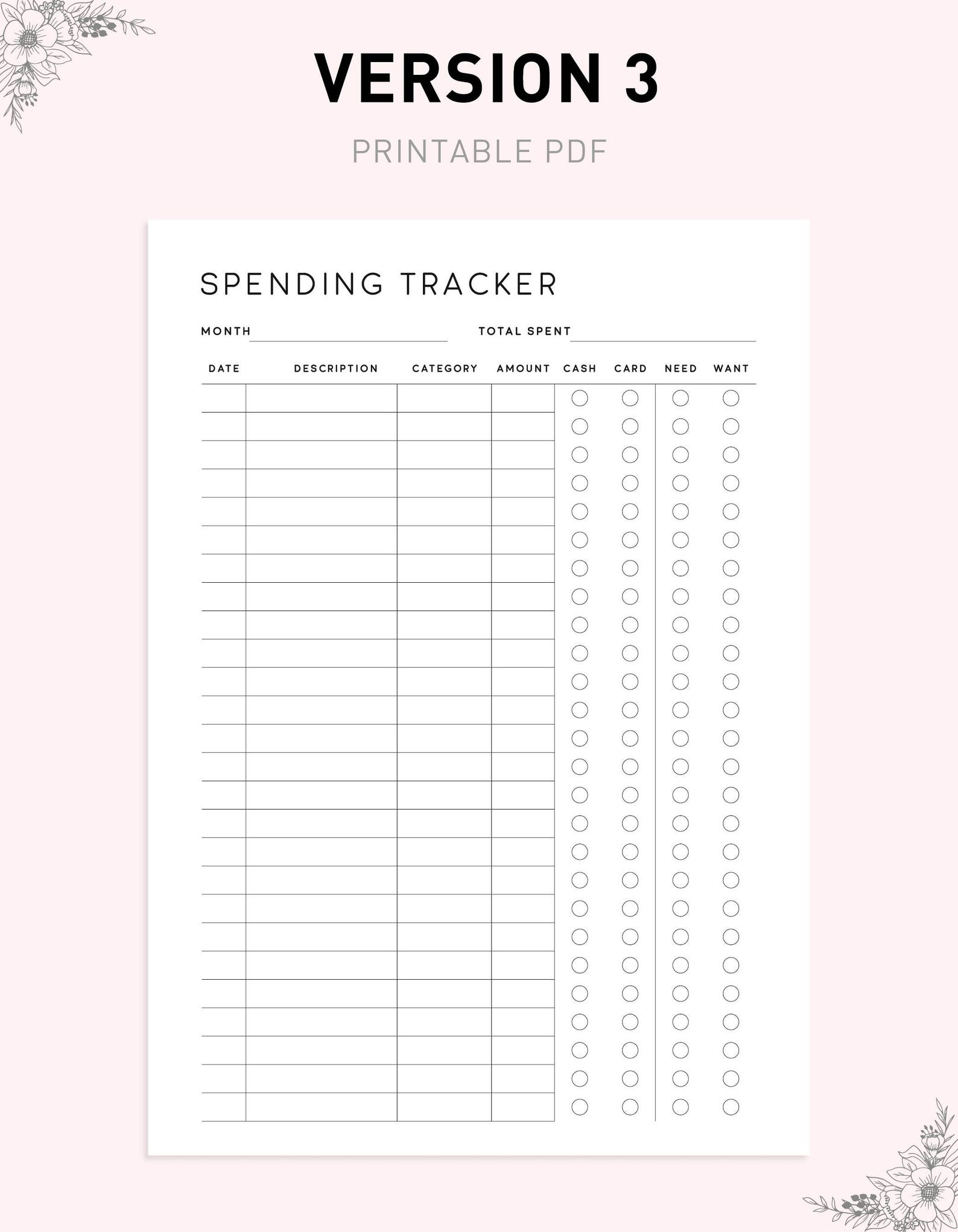 Daily Spending Tracker Printable, Digital Expense Tracker, Budget ...