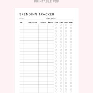 Daily Spending Tracker Printable, Digital Expense Tracker, Budget ...